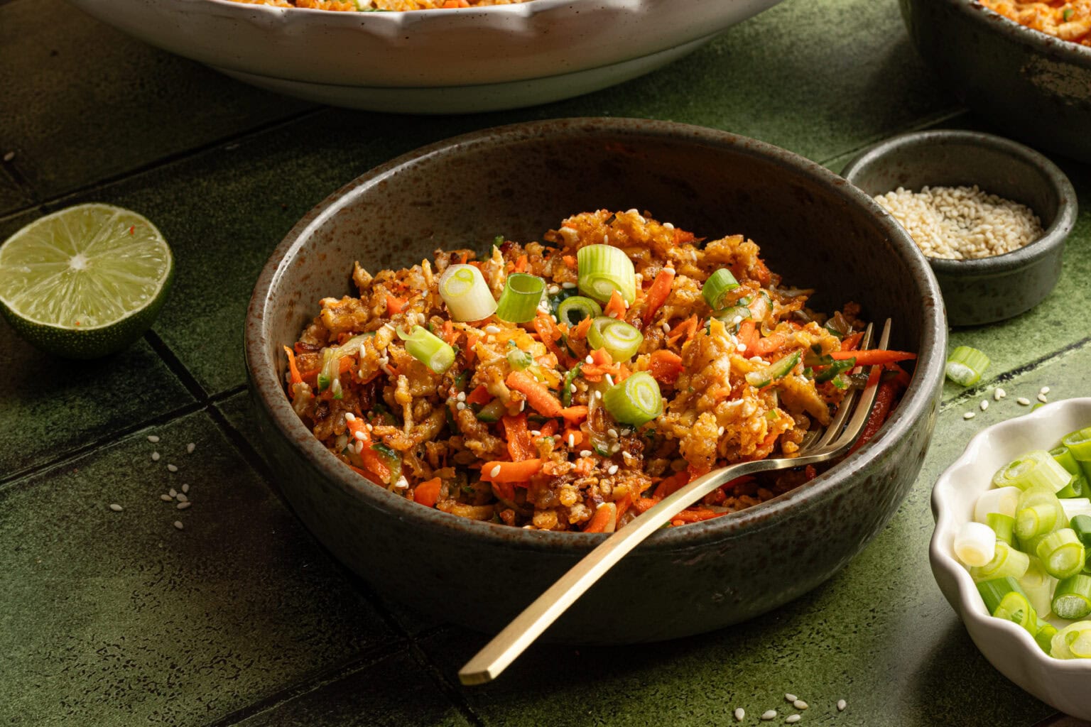 Crispy Rice & Tofu Salad with Sesame Soy Dressing - Sammi Brondo